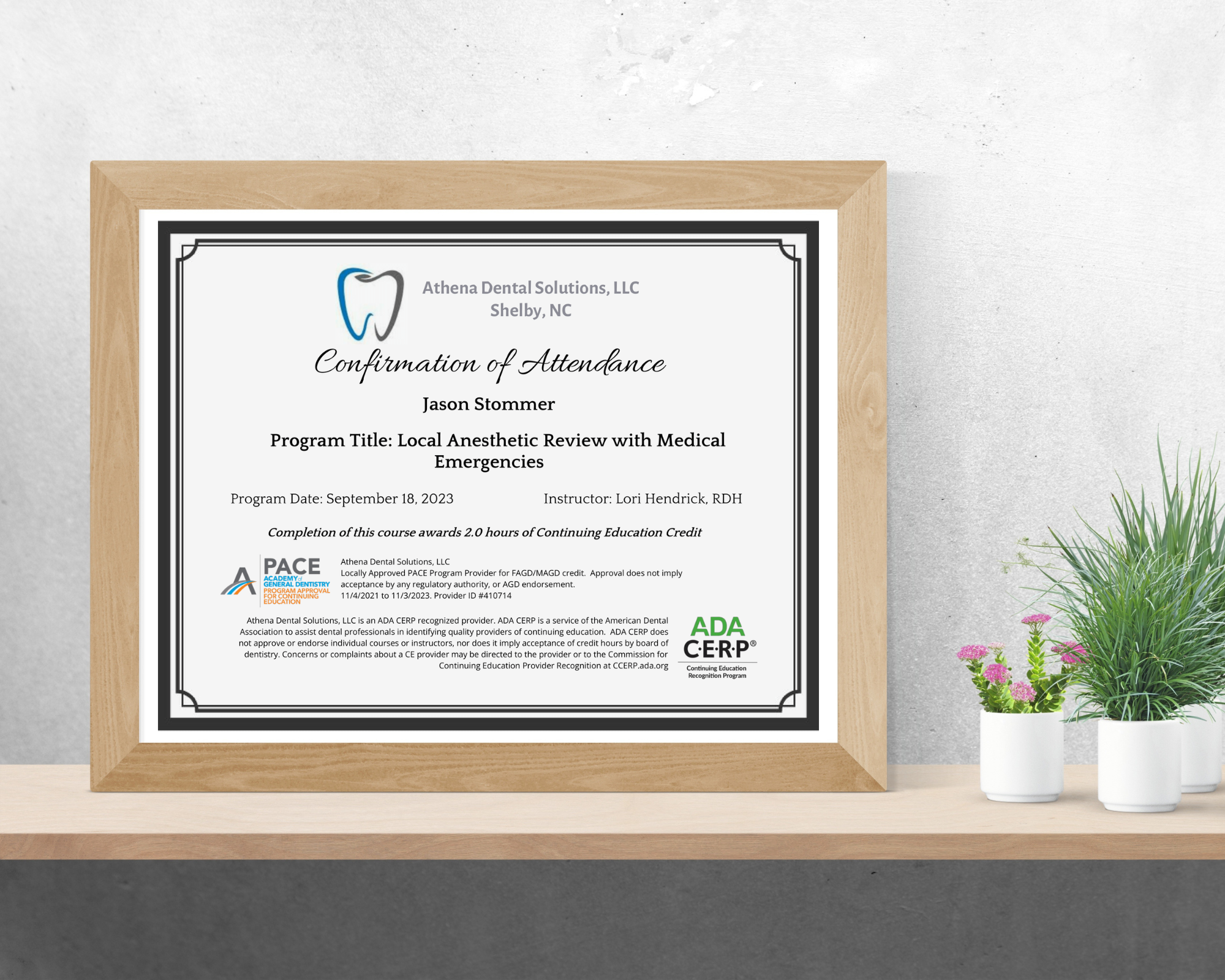 Certificate of the Month winner, Athena Dental Solutions LLC - SimpleCert